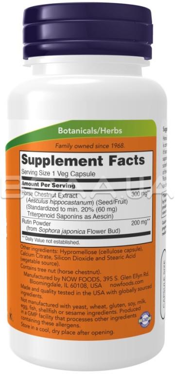 Now Foods, Horse Chestnut 300 mg, 90 Veg Capsules Купить конский каштан ...